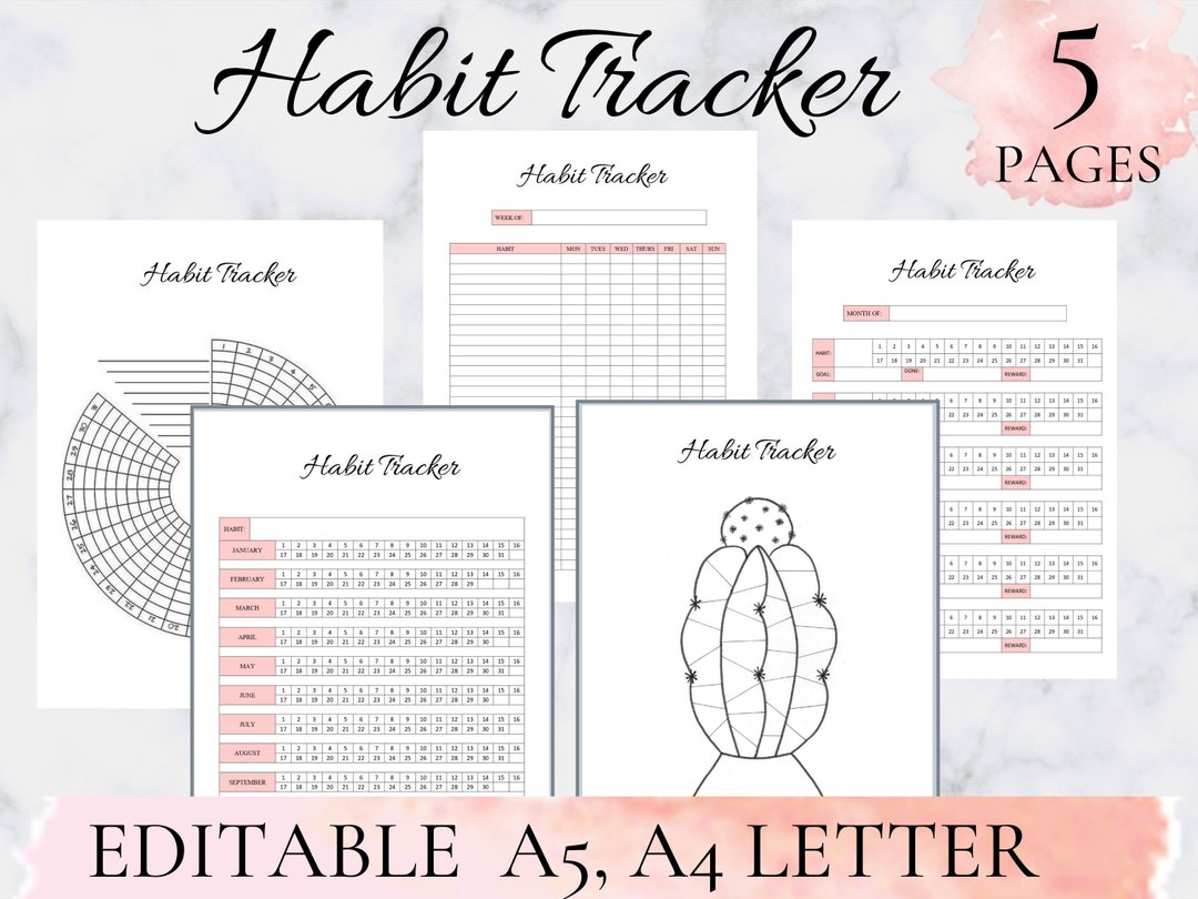 Printable Habit Tracker Editable Habit Tracker Habit Tracker - Etsy
