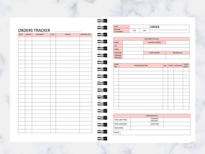 Custom Order Form, Order Tracker, Printable Order Form, Order Form ...