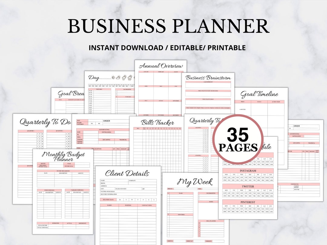 Printable Business Planner, Small Business Planner, Business Planner ...