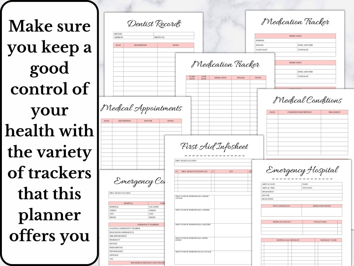 Printable Medical Planner Template, Healthcare Planner, Health Planner ...