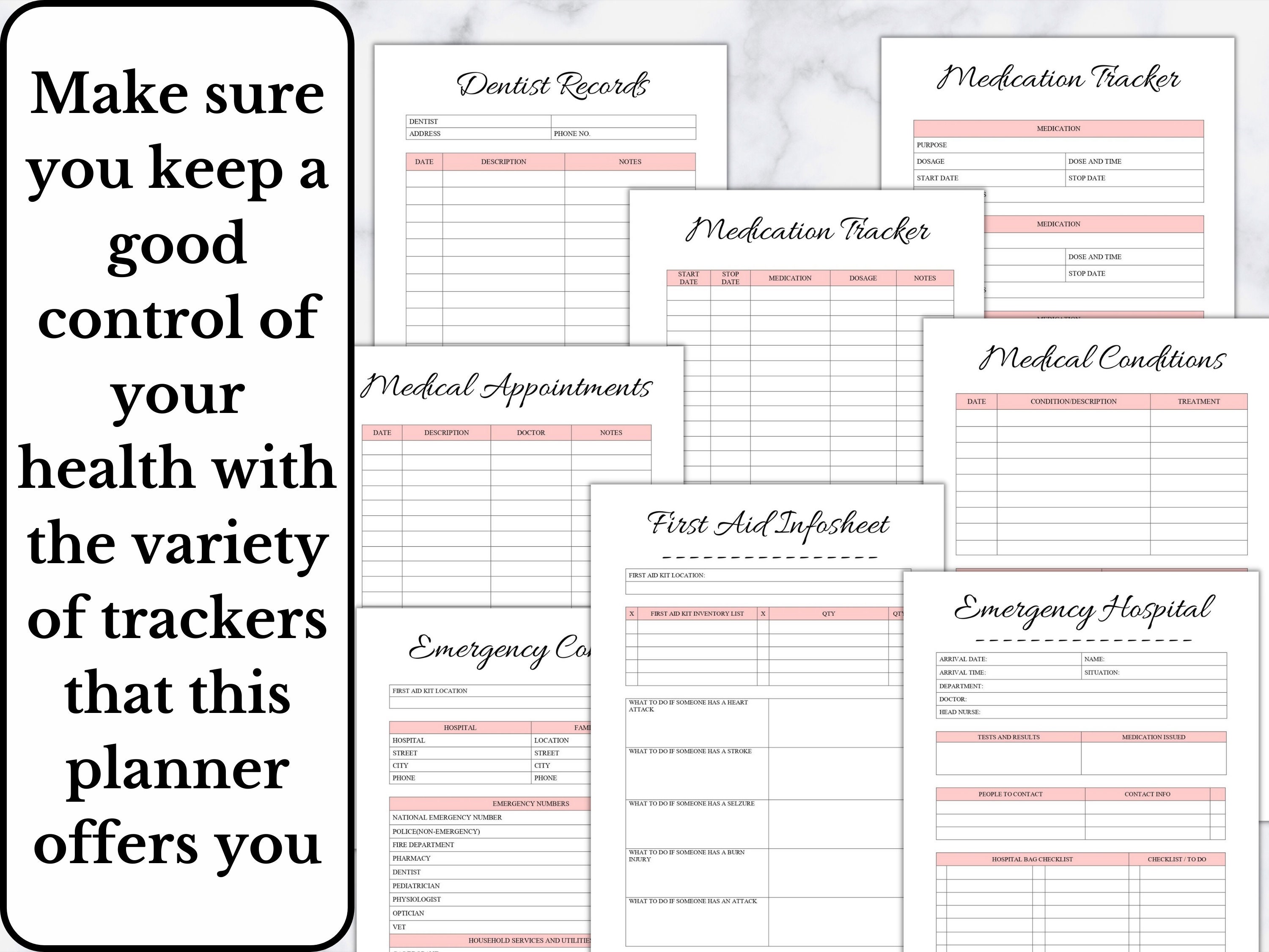 Printable Medical Planner Template, Healthcare Planner, Health Planner ...