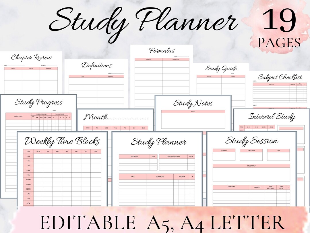 Student Planner Printable Study Planner School Planner College Planner ...