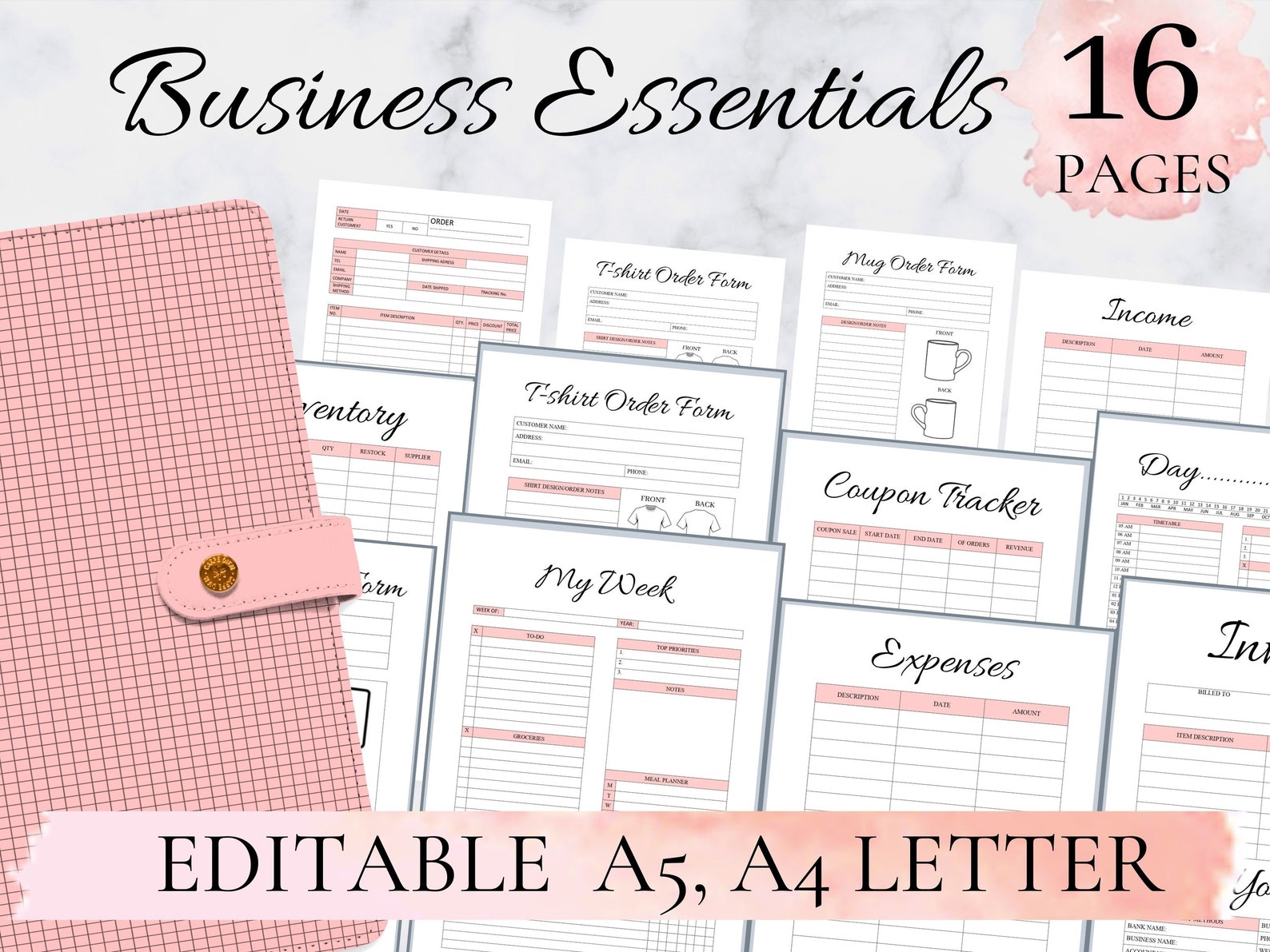 Small Business Essentials Planner Bundle Printable, Order Form, Income ...