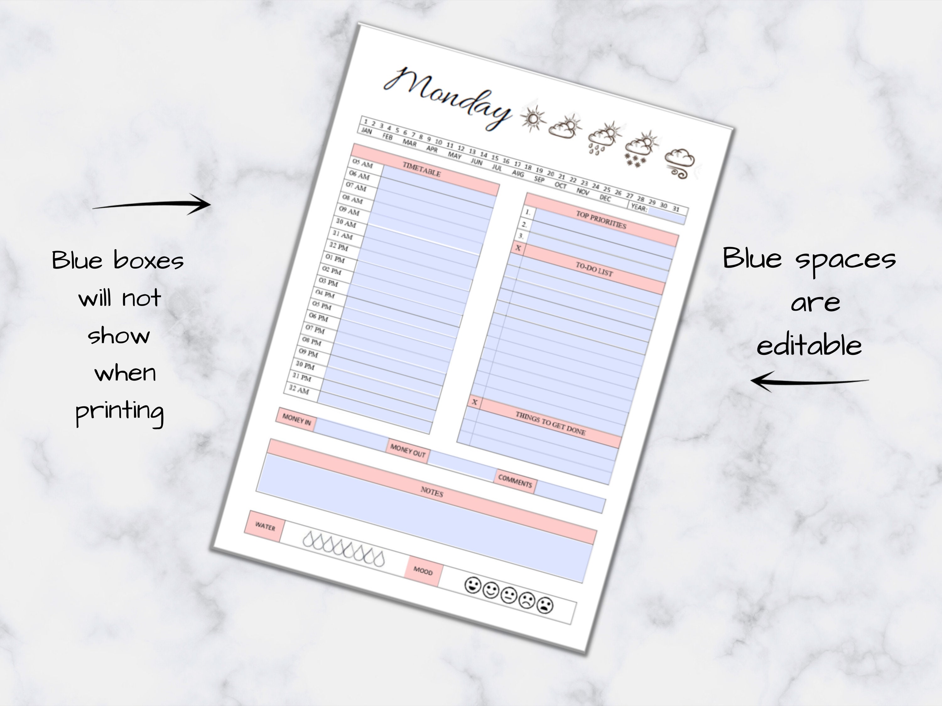 7 Day Planner Printable Daily Planner Minimalist Daily - Etsy