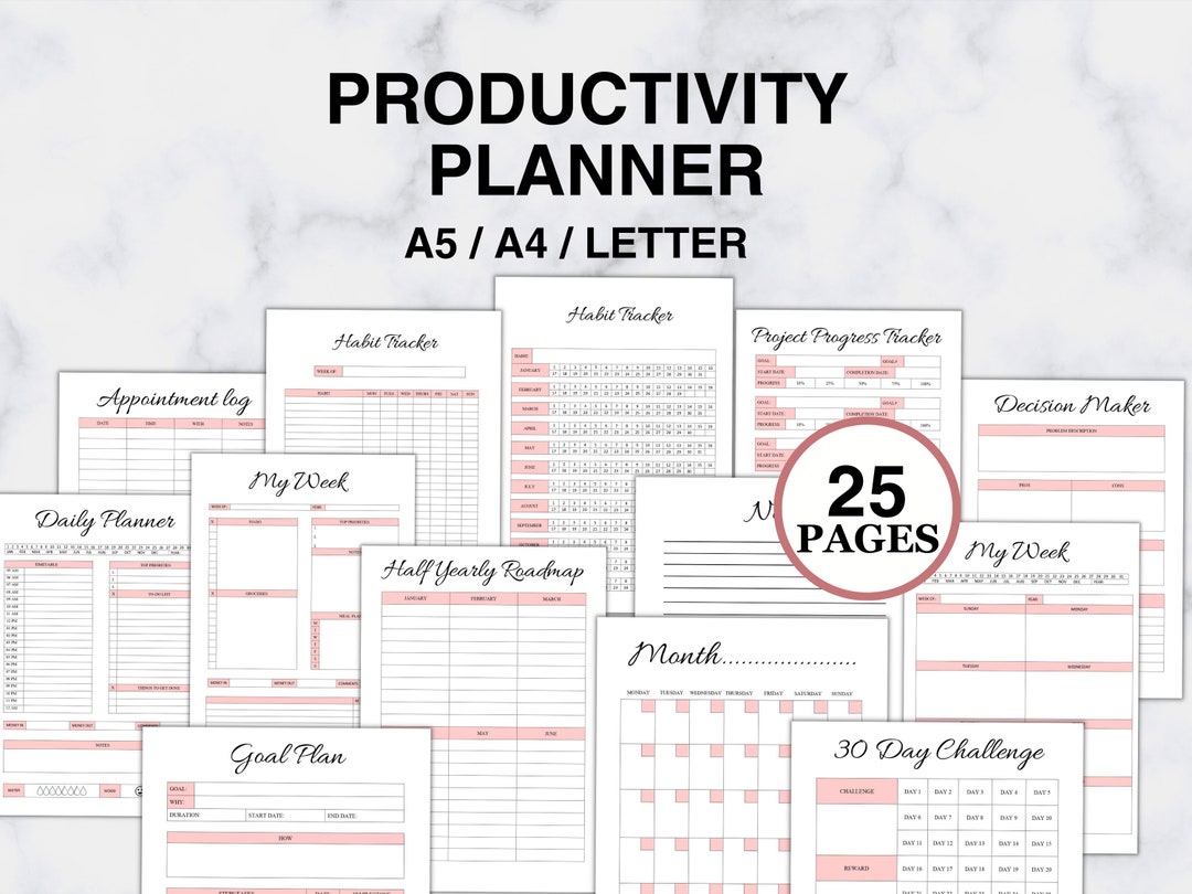Productivity Planner Printable, Daily Productivity Planner Bundle ...