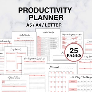 Productivity Planner Printable, Daily Productivity Planner Bundle ...