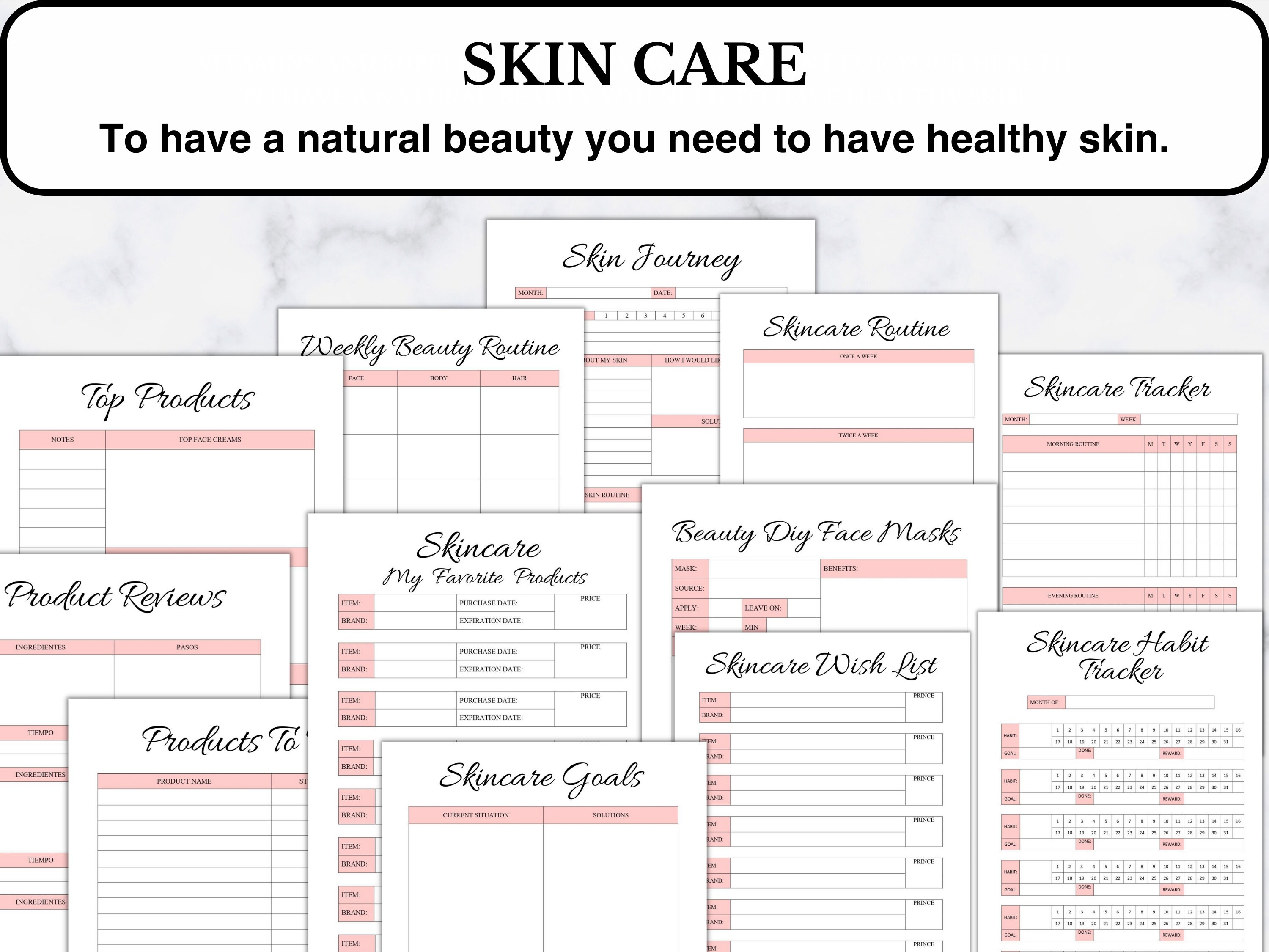 Printable Skincare Planner Beauty Routine Planner Printable Skin Care ...