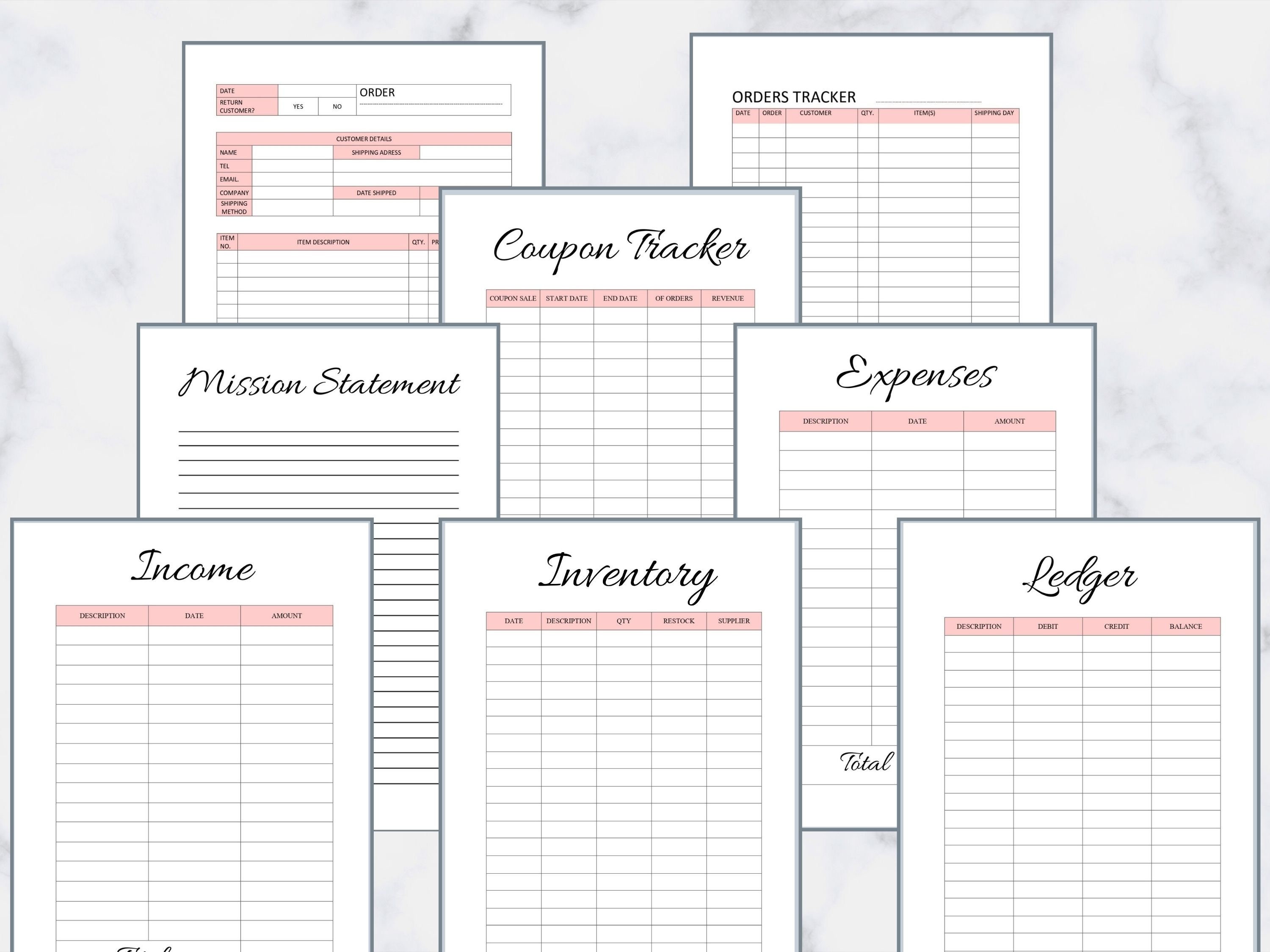 Small Business Essentials Planner Bundle Printable, Order Form, Income ...