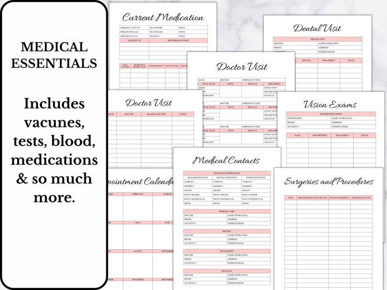 Printable Medical Planner Template, Healthcare Planner, Health Planner ...