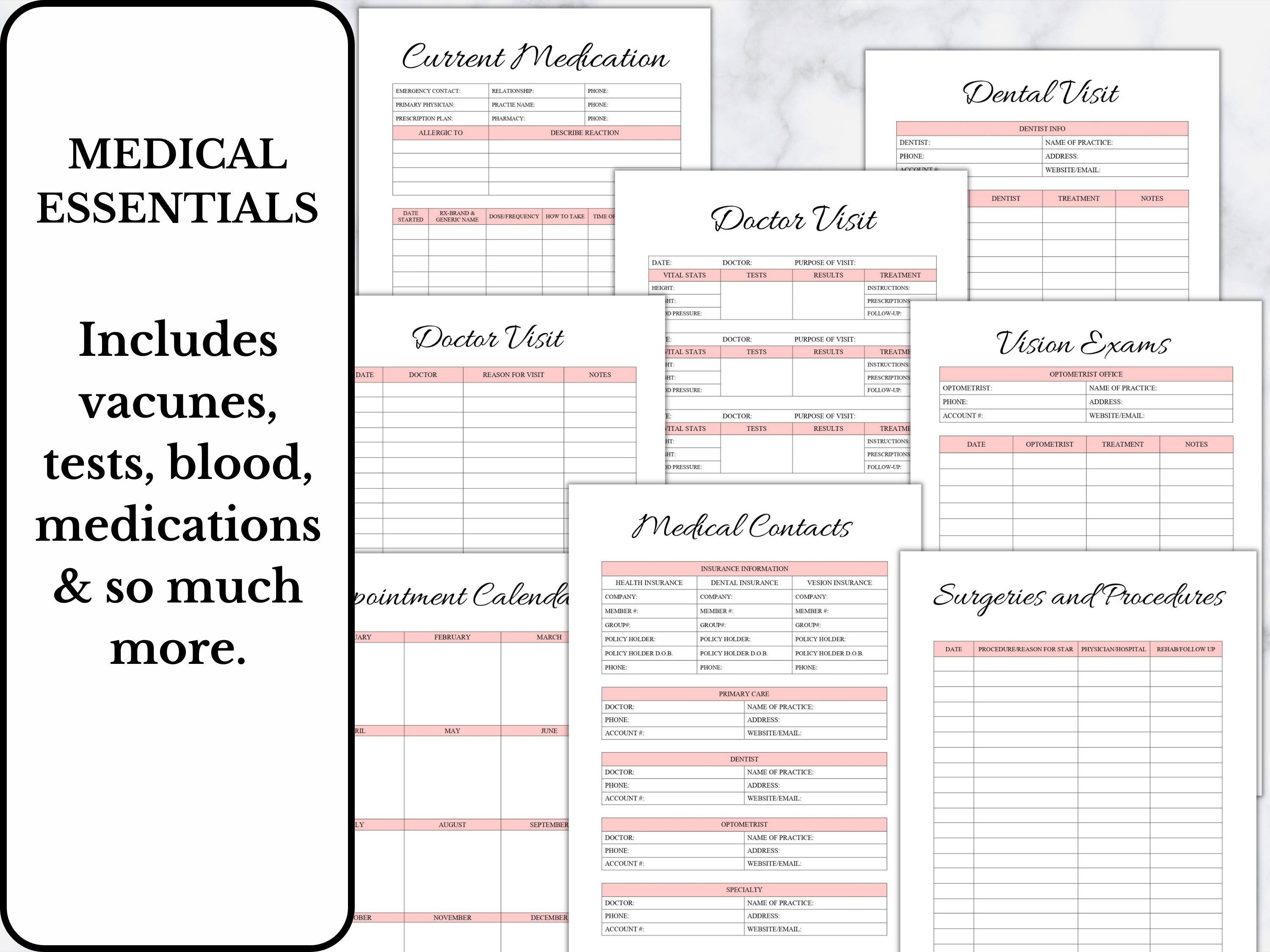 Printable Medical Planner Template, Healthcare Planner, Health Planner ...