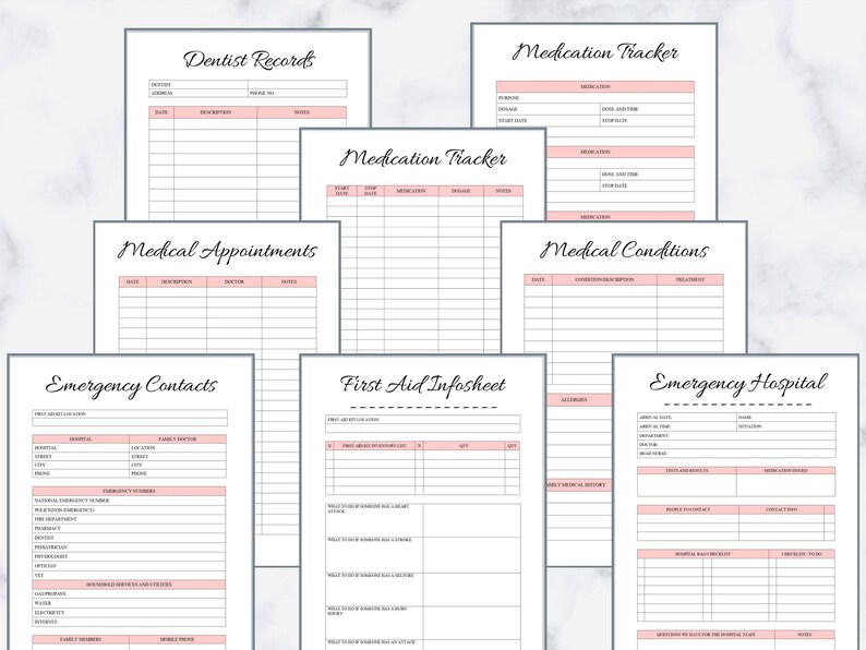 Printable Medical Planner, Medical Planner, Health Care Planner ...