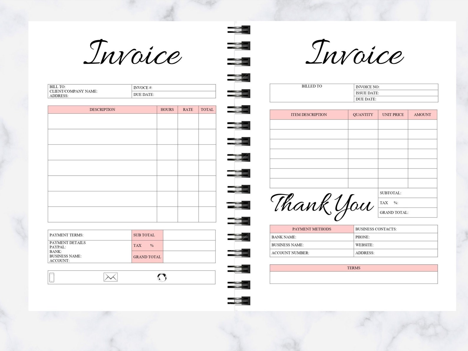 Invoice Template Invoice Form Custom Invoice Form Billing - Etsy Canada