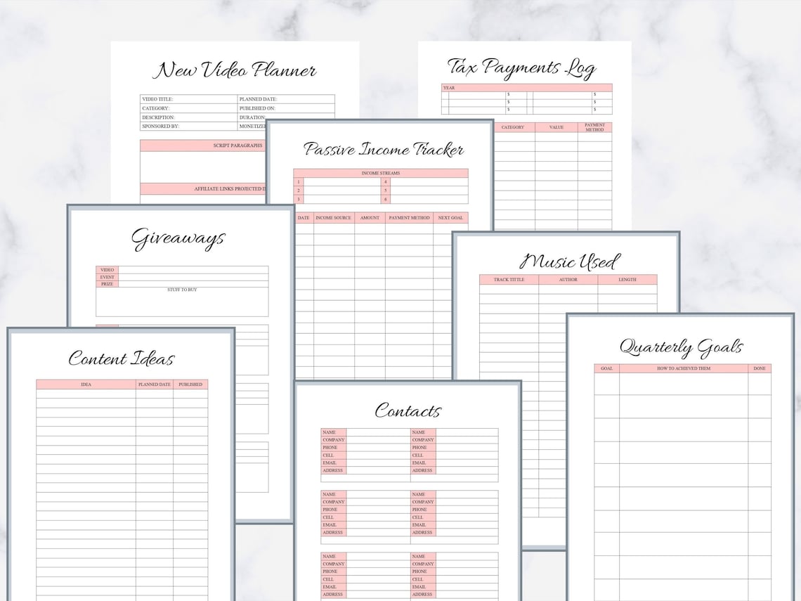Youtube Planner Youtube Planner Printable Youtube Planner - Etsy Canada