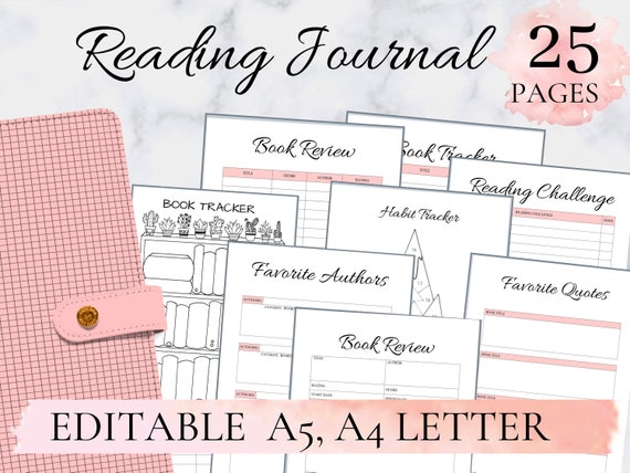 Reading Journal Book Planner Reading Journal Printable Book | Etsy