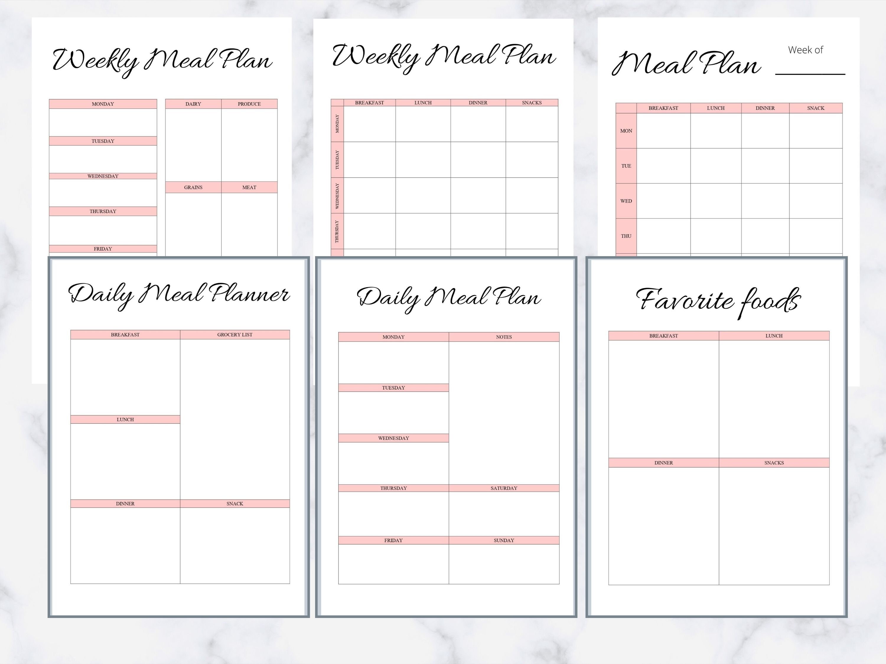 Meal Planner Printable, Weekly Meal Planner, Monthly Meal Planner, Meal ...
