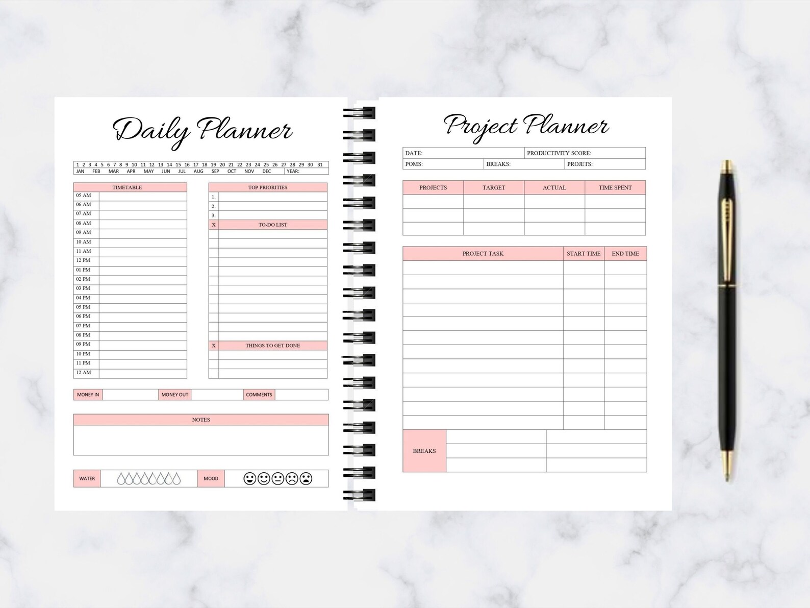 Productivity Planner Printable Productivity Planner Daily | Etsy