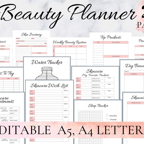 Beauty Routine Printable Planner. Self Care Journal. Skincare - Etsy