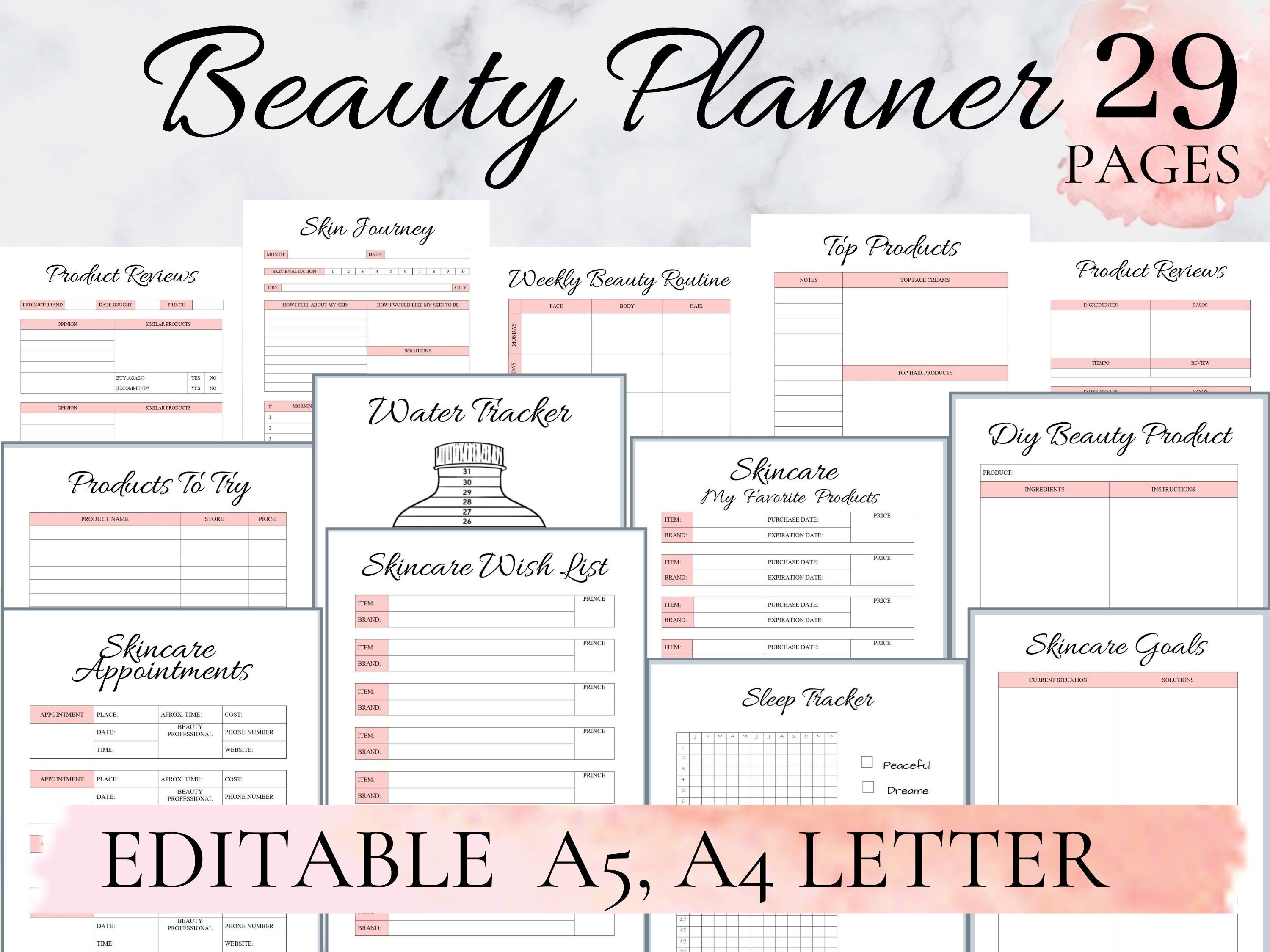 Beauty Planner, Skin Care Planner, Skin Care Journal, Beauty Routine ...