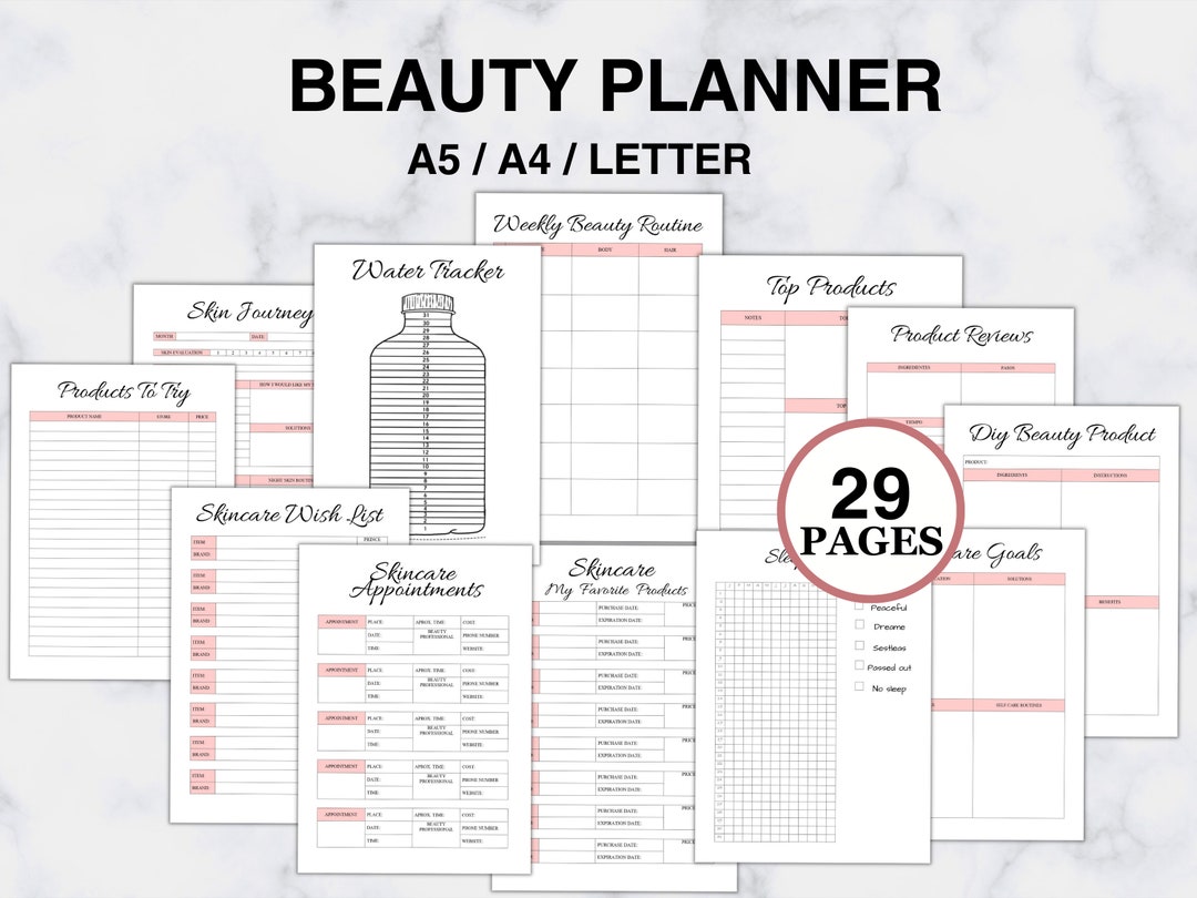 Printable Skincare Planner Beauty Routine Planner Printable Skin Care ...