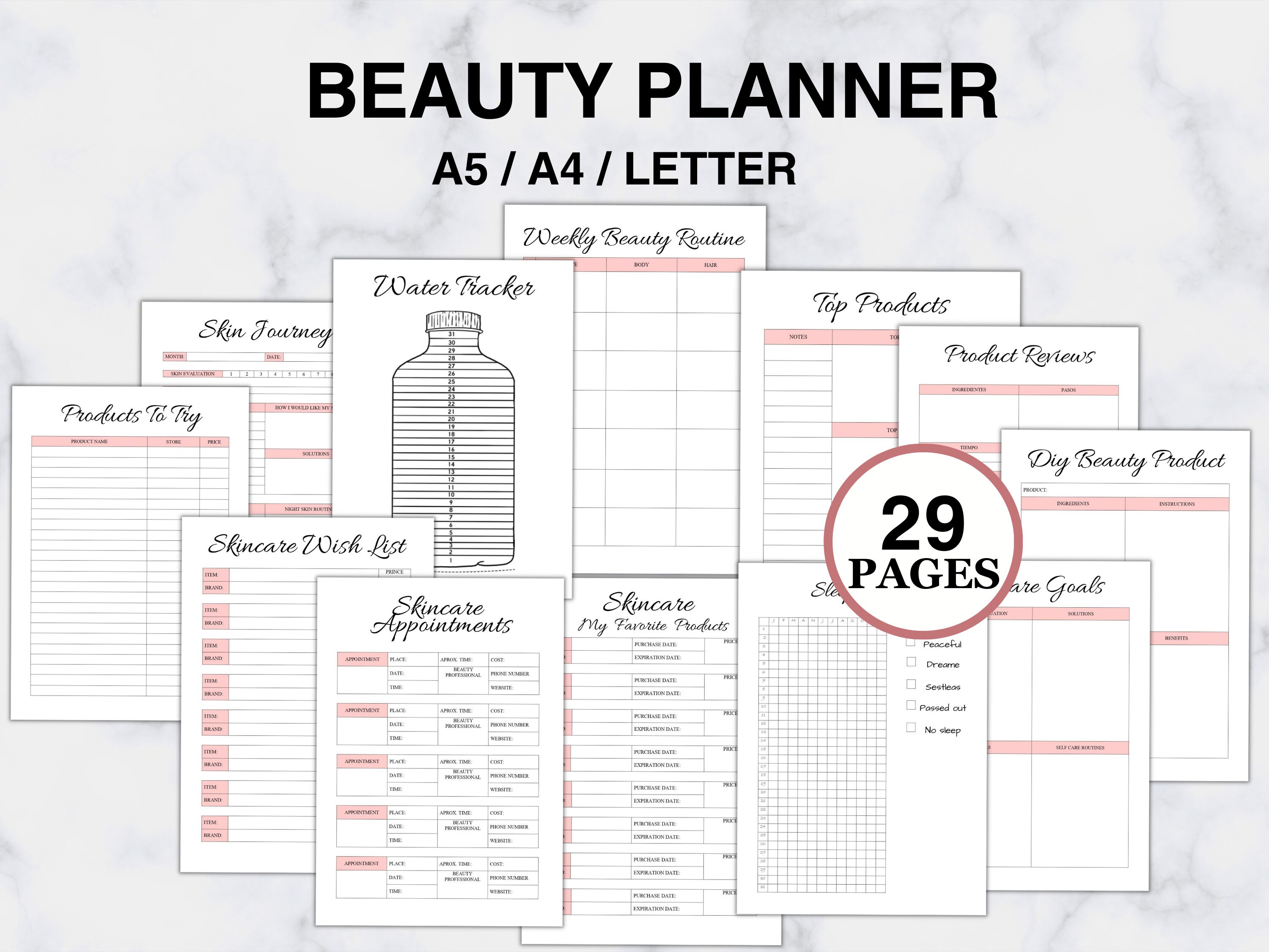 Printable Skincare Planner Beauty Routine Planner Printable Skin Care ...