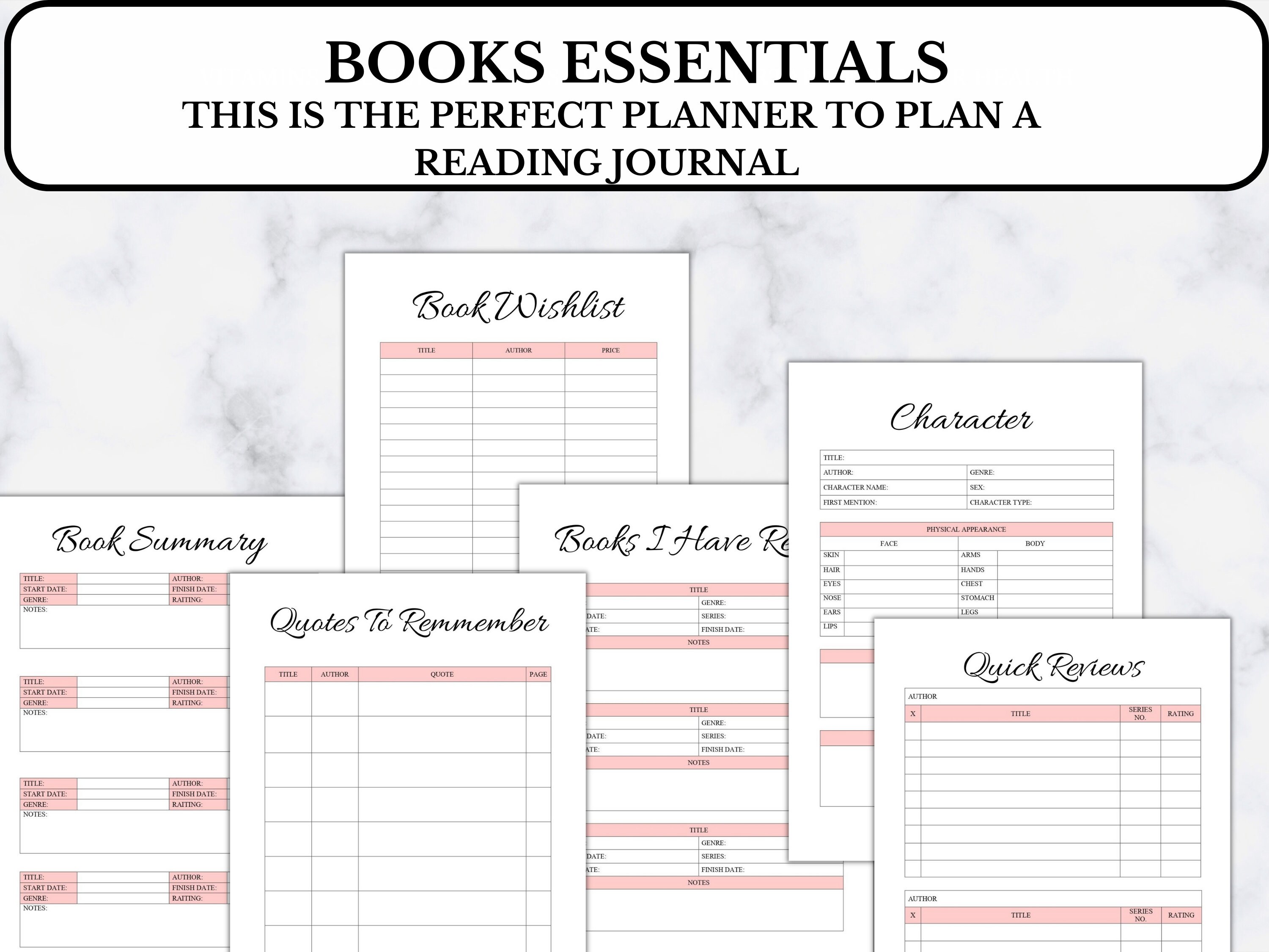 Printable Book Planner Book Reading Planner, Reading Challenge, Book ...