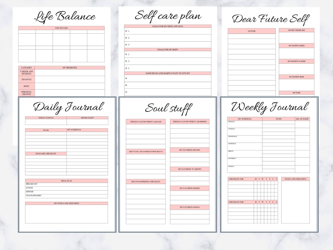 Self Care Planner Self Care Workbook Self Care Printable - Etsy
