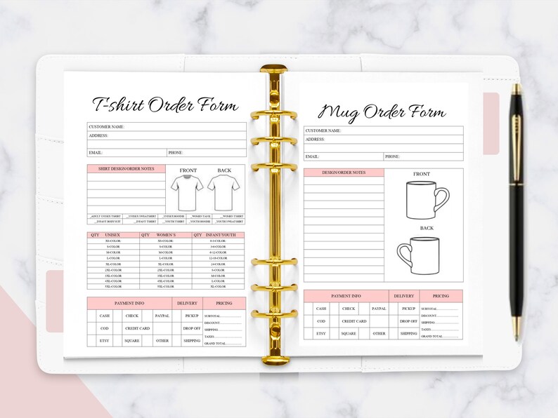 Small Business Forms Bundle, Order Form Bundle, Tumbler Tshirt Order ...