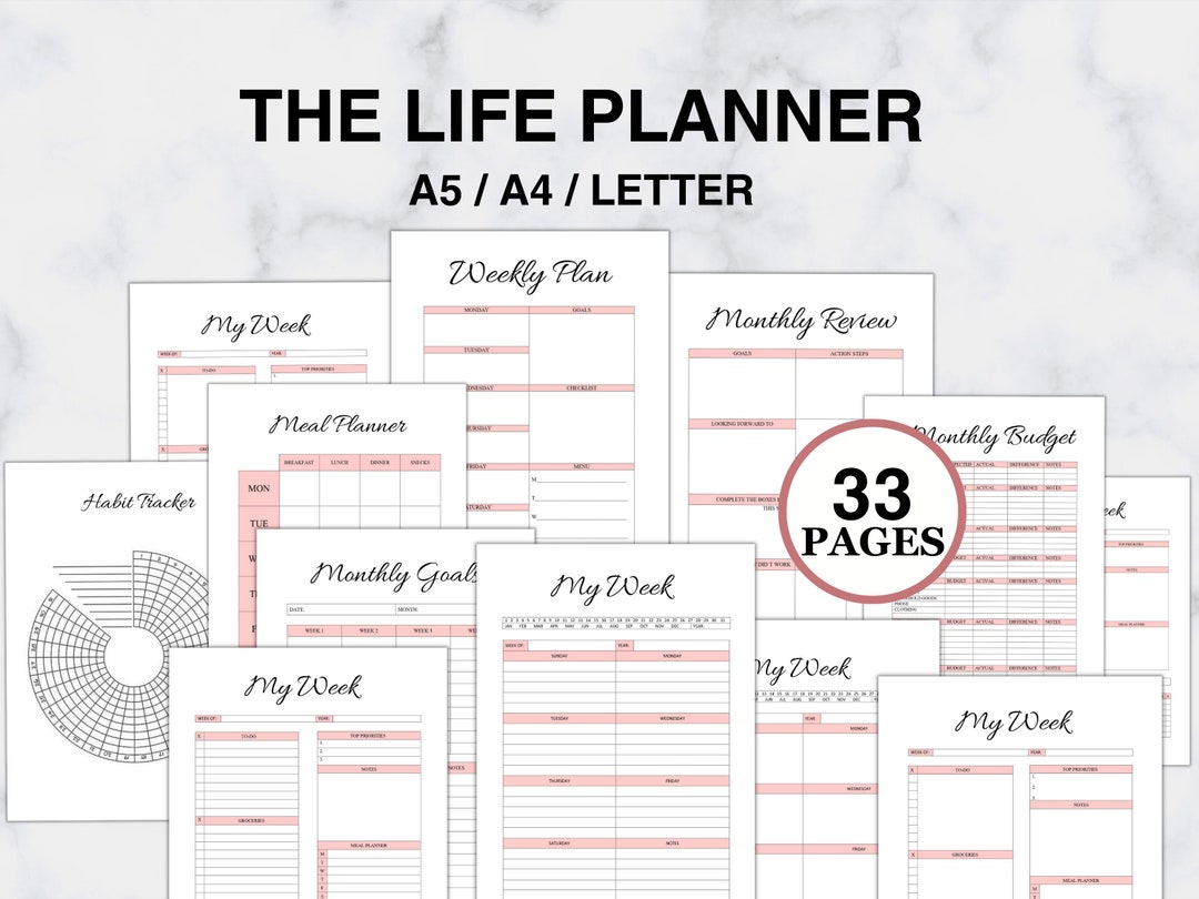 Printable Life Planner, Undated Life Planner, Printable Planner Bundle ...