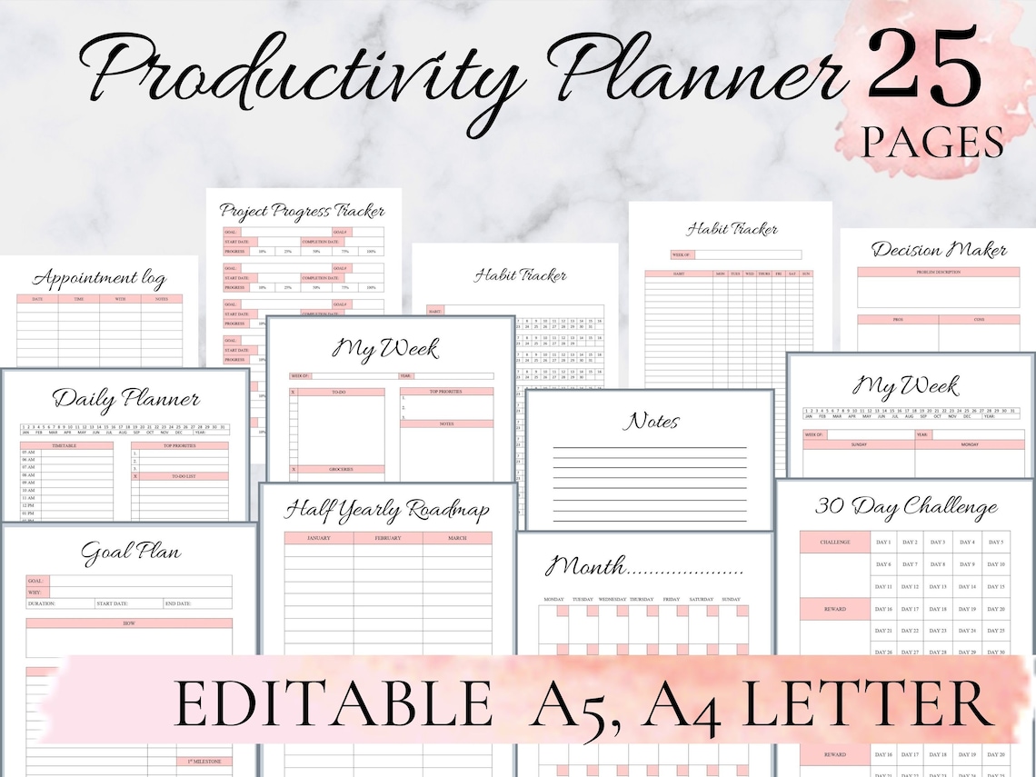 Productivity Planner Printable Productivity Planner Daily | Etsy