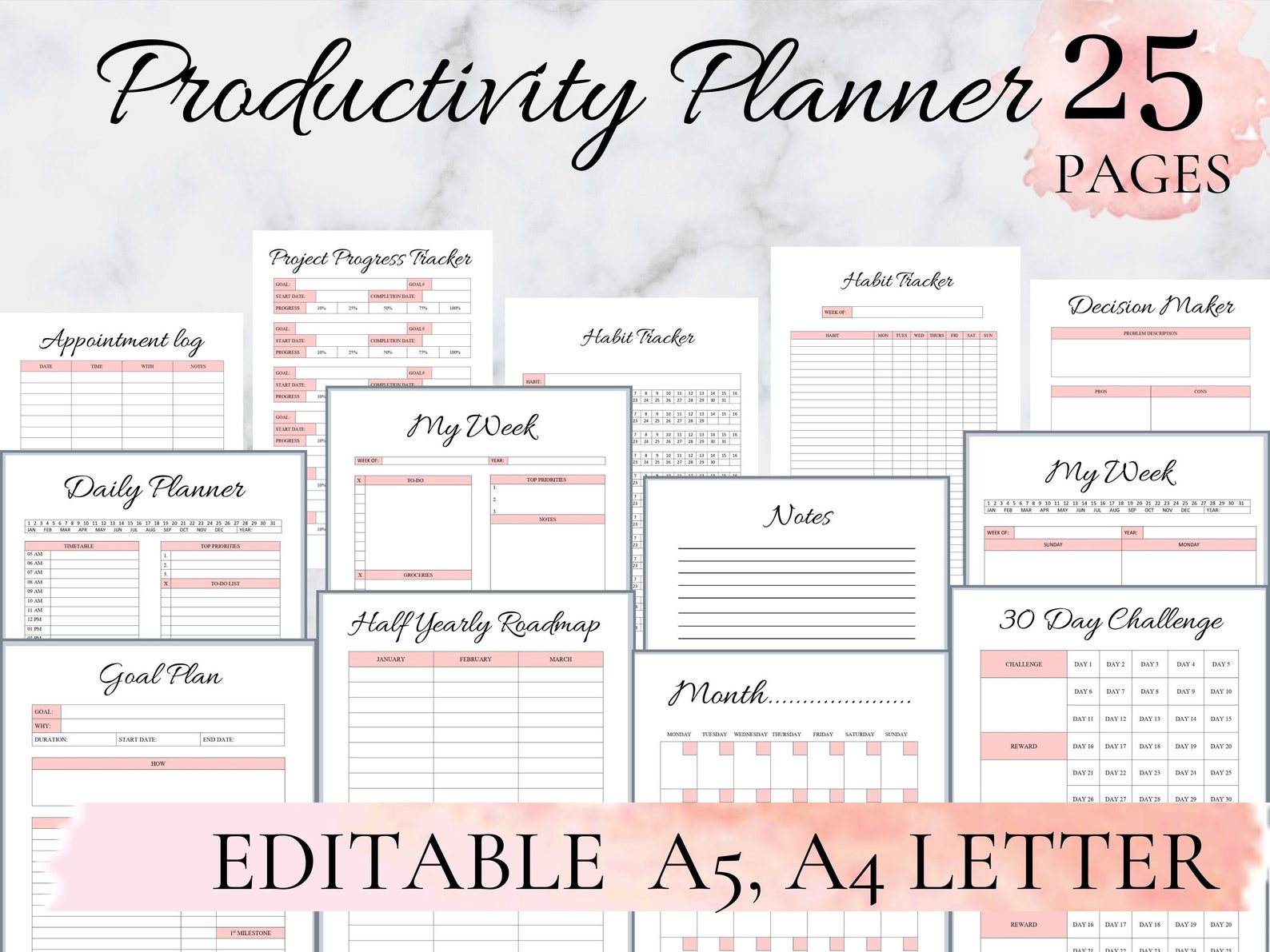 Productivity Planner Printable Productivity Planner Daily | Etsy