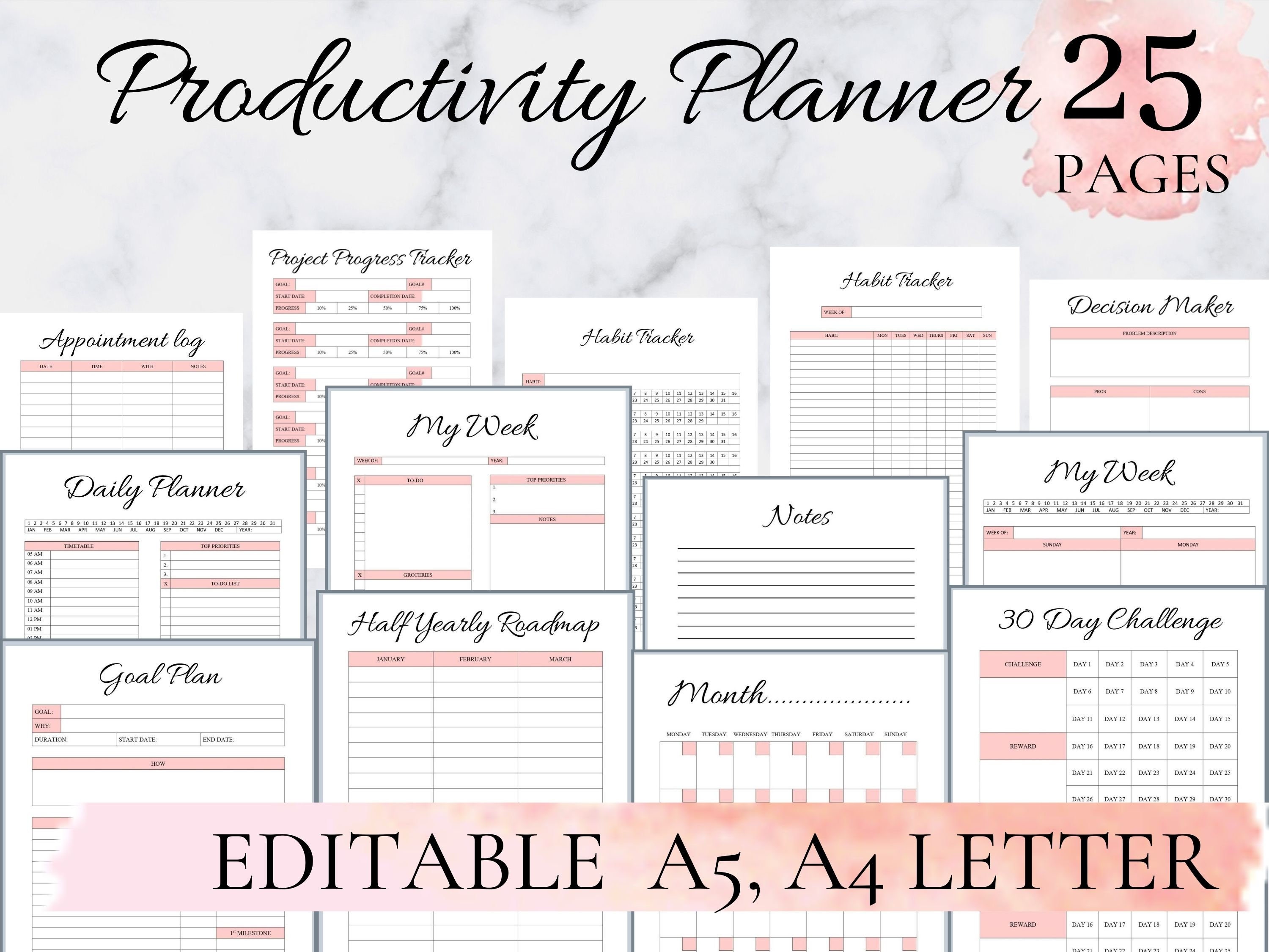 Productivity Planner Printable Productivity Planner Daily | Etsy