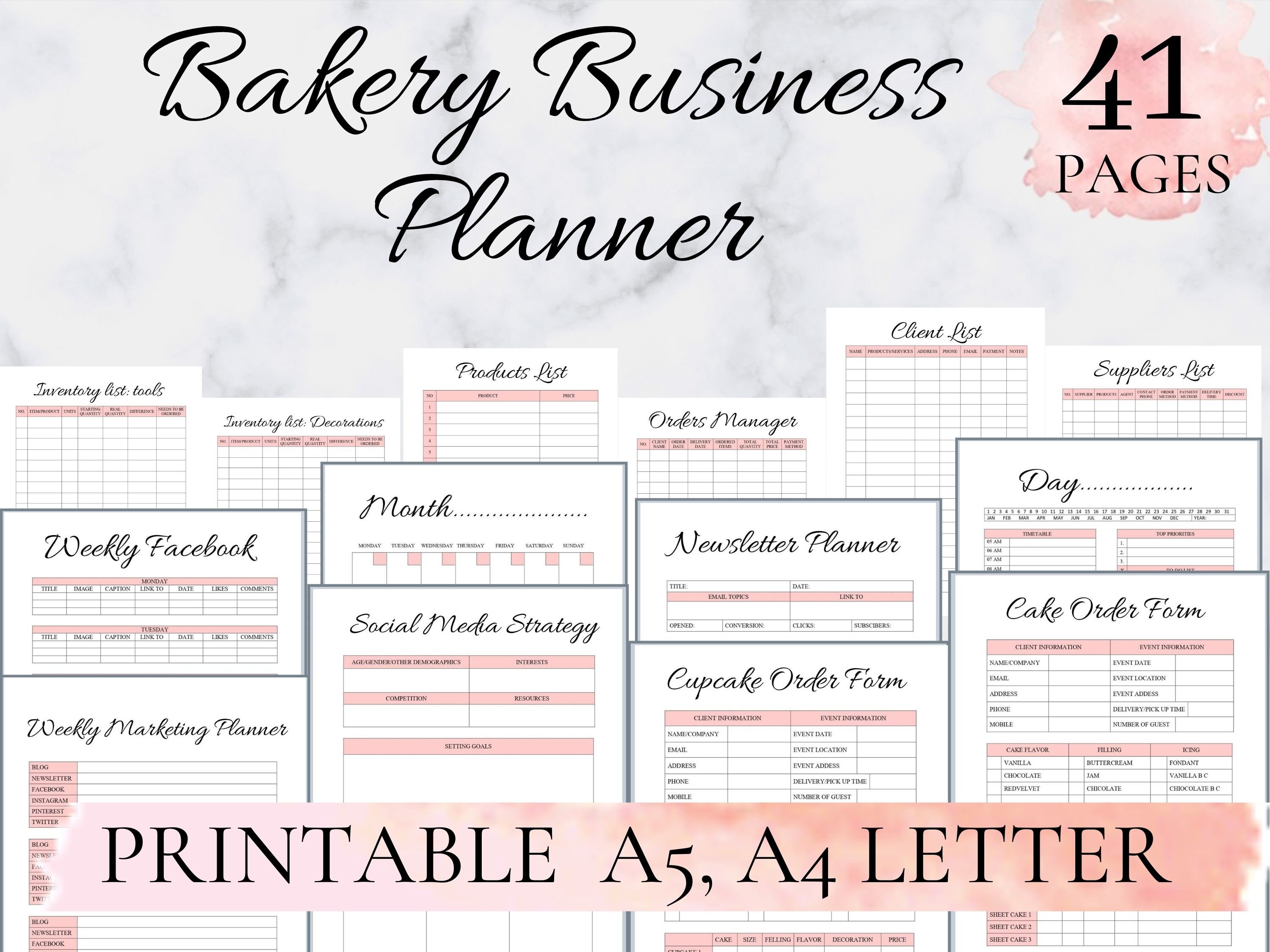 Bakery Business Planner, Cake and Bakery Business Planner, Financial ...