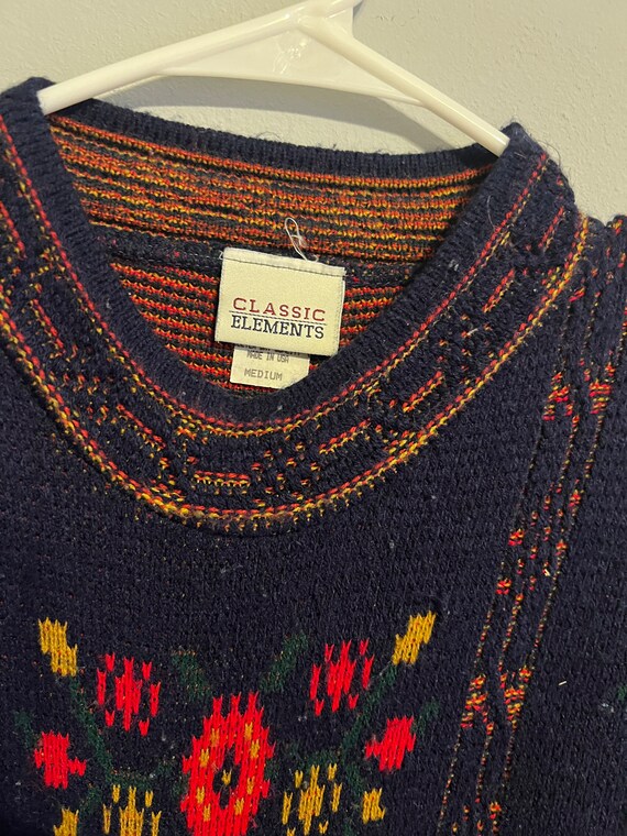 80s or 90s Classic Elements Primary Colors Sweater, C… - Gem