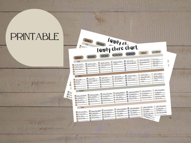 Editable Family Chore Chart Weekly Cleaning Chart Printable - Etsy