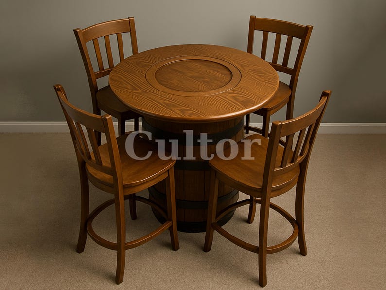 Whiskey Barrel Coffee Table – Round Reclaimed Wood Top, Handmade Oak ...