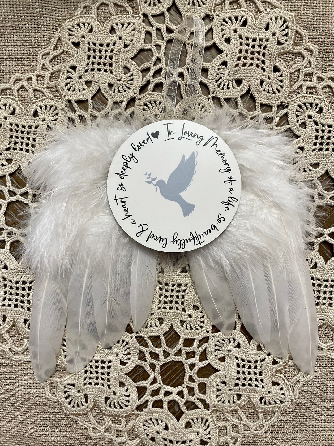 Feather Angel Wings Memorial Keepsake Dove Ornament Sympathy Gift in ...