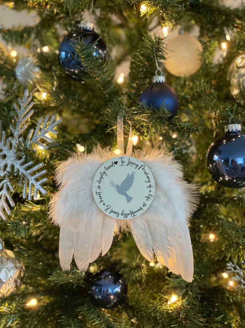 Feather Angel Wings Memorial Keepsake Dove Ornament Sympathy Gift in ...