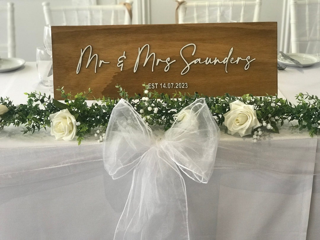 Top Table Wedding Sign, Mr & Mrs Wedding Centrepiece With 3D Names ...