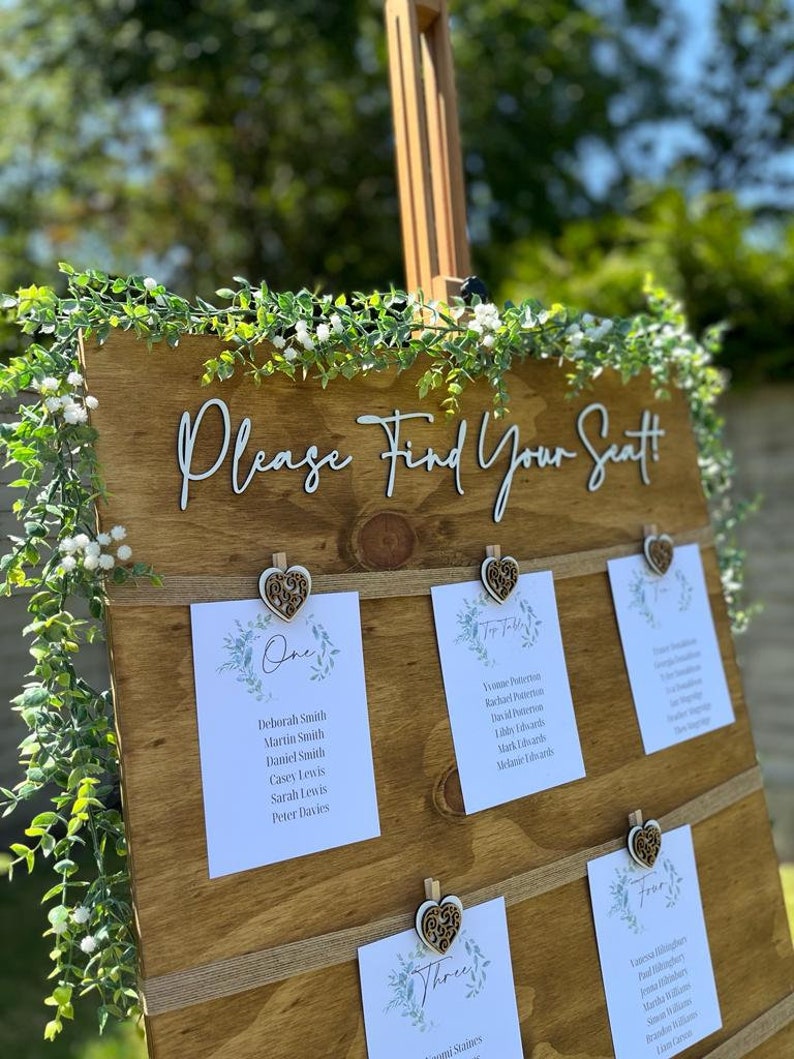 Rustic Wooden Wedding Table Plan, Personalised Wedding Seating Plan ...