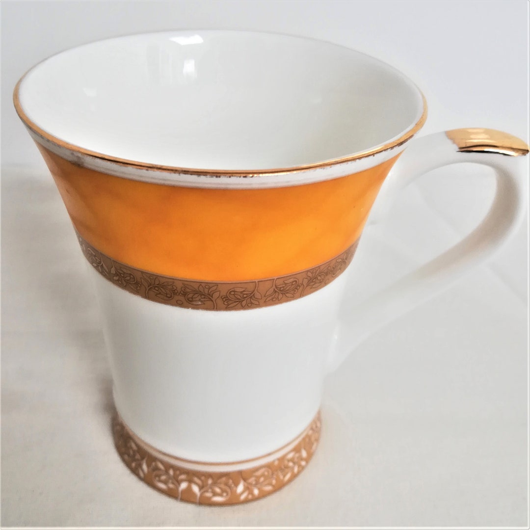 Vintage Yellow and Gold Fine Bone China Footed Mug Oasis Made for ...