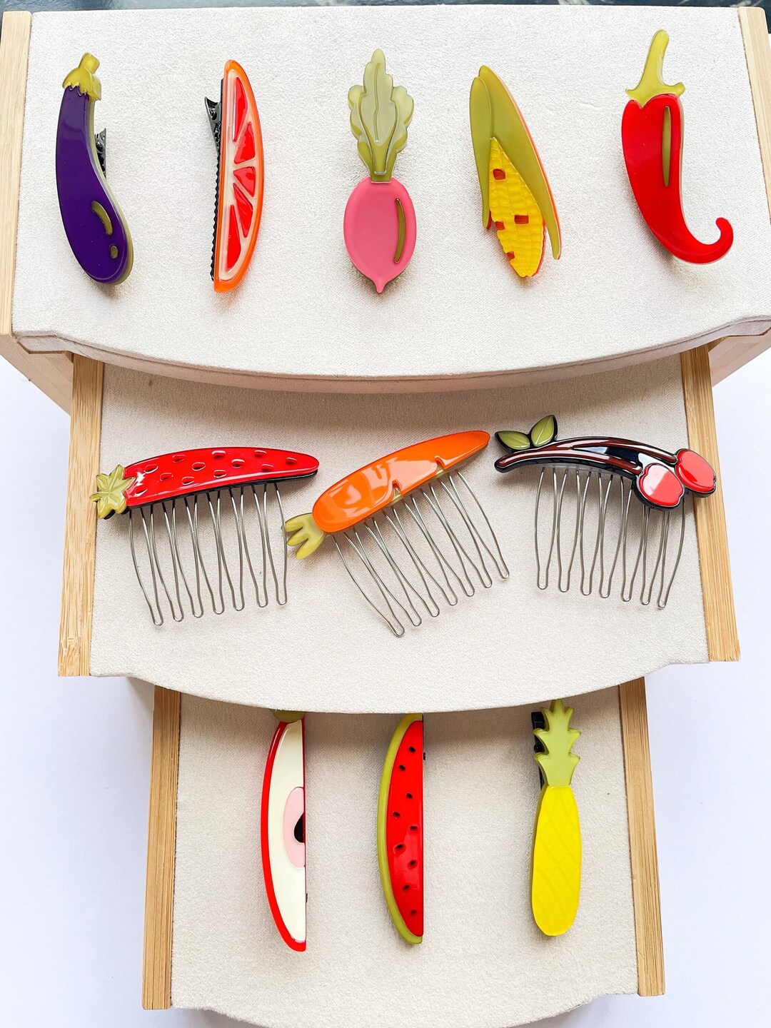 3D Fruit and Vegetable Apple/chili Hair Clips for Children and Girls ...