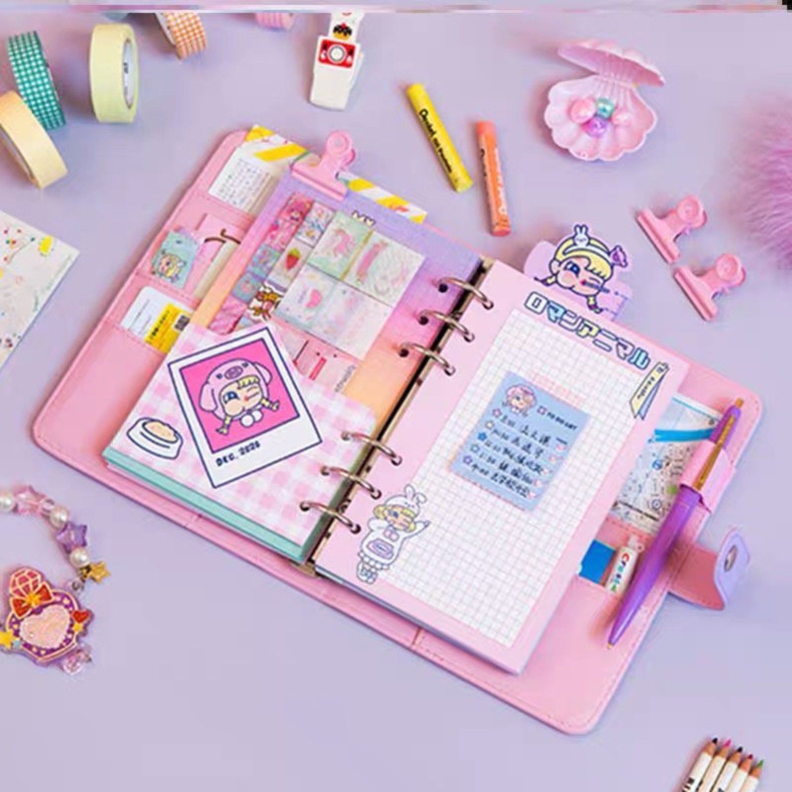 Loose-leaf Notebook Journal Cute Cartoon Notepad Schedule Book Original ...