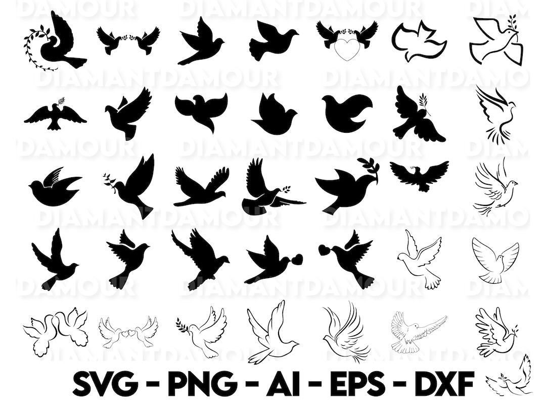 Tauben SVG Taube Vektor Taube Clipart Frieden svg Taube - Etsy.de