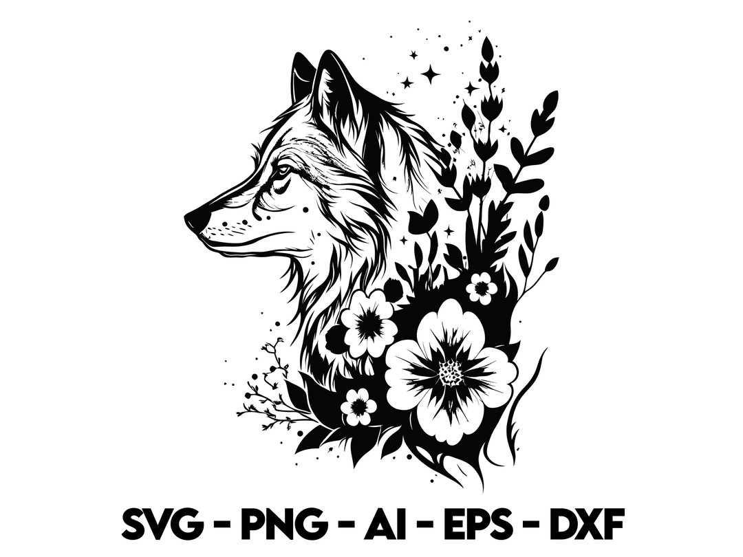 Wolf With Flowers Svg Wolf Svg Wolf Flower Svg Wolf Head - Etsy Canada