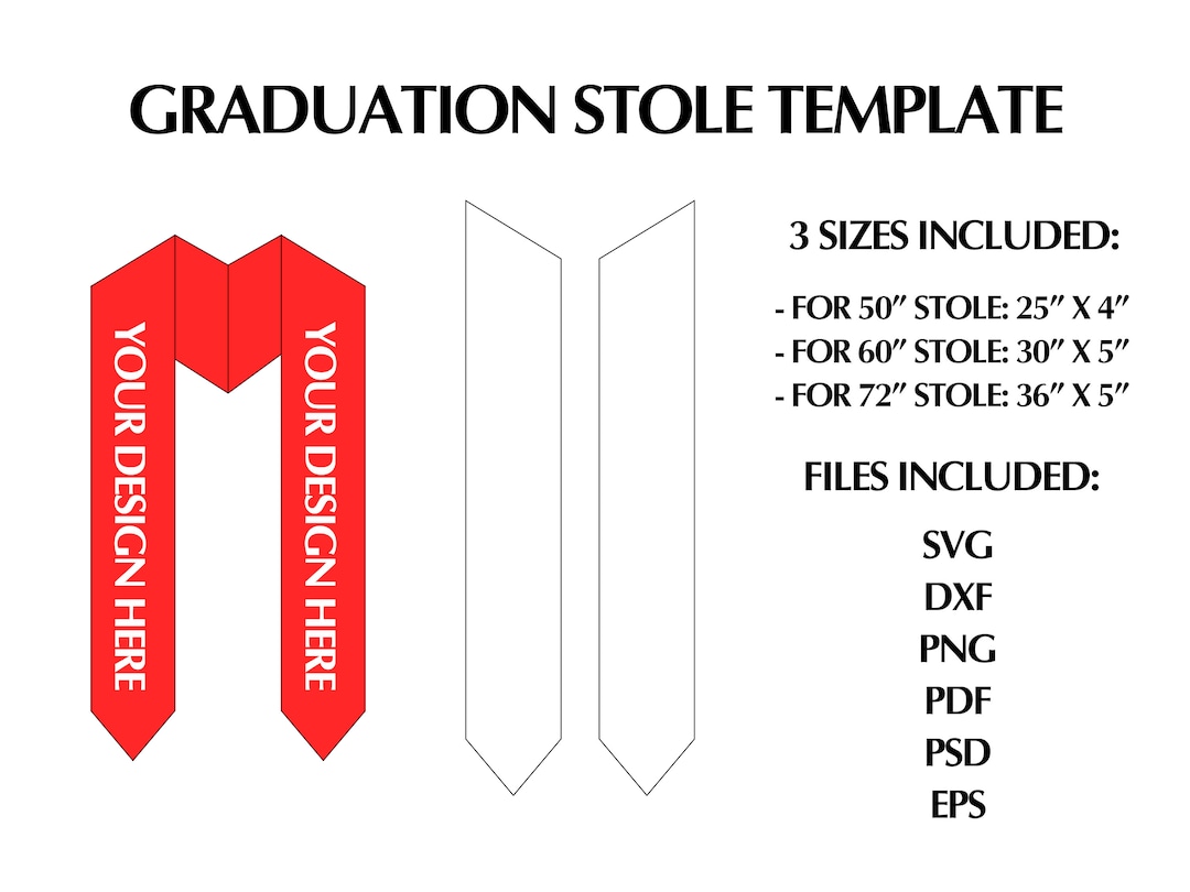 Plantilla de estola de graduación Svg Plantilla de estola - Etsy España