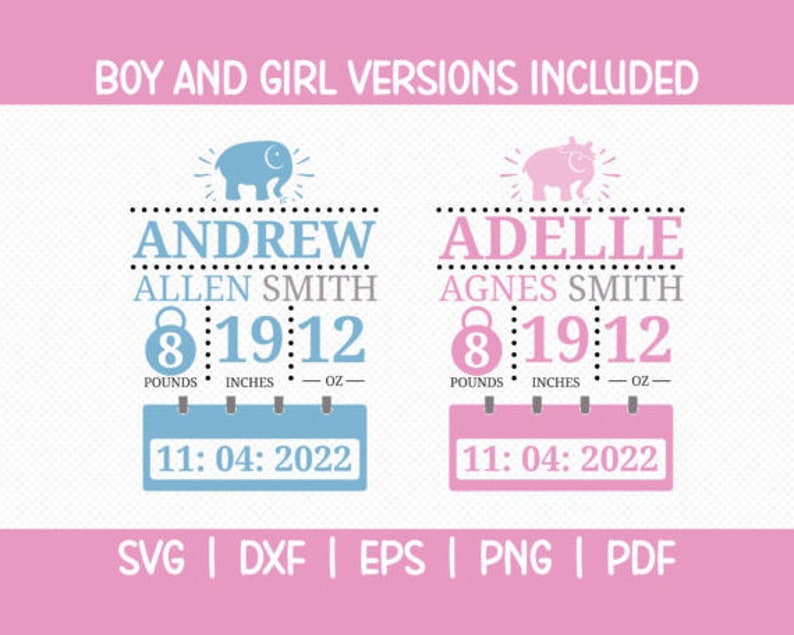 Birth Announcement Svg Birth Stats Svg Baby Keepsake - Etsy Canada