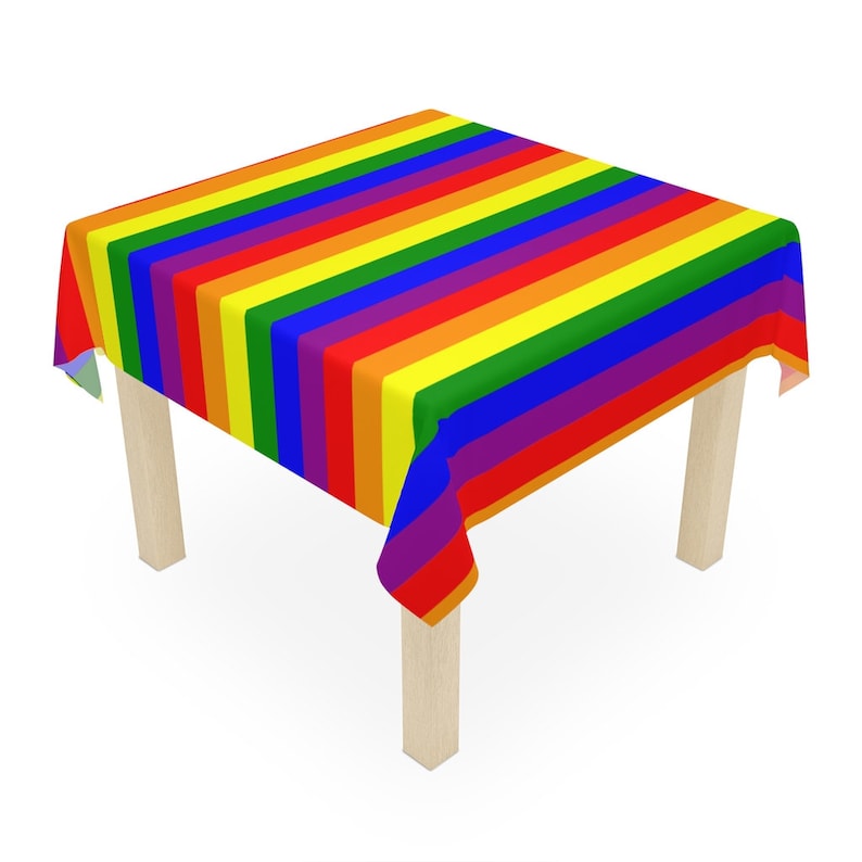 Kitchen & Dining Rainbow Stripe V2 Table Cloth Cover Topper Gay Pride ...