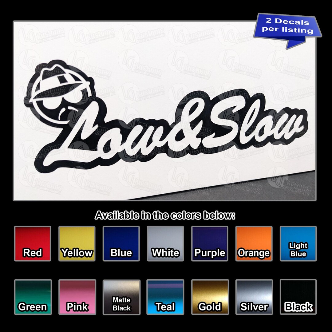 Low & Slow Lowrider Lowered Logo Vinyl Decals - 2 Pack - REAL USPS ...