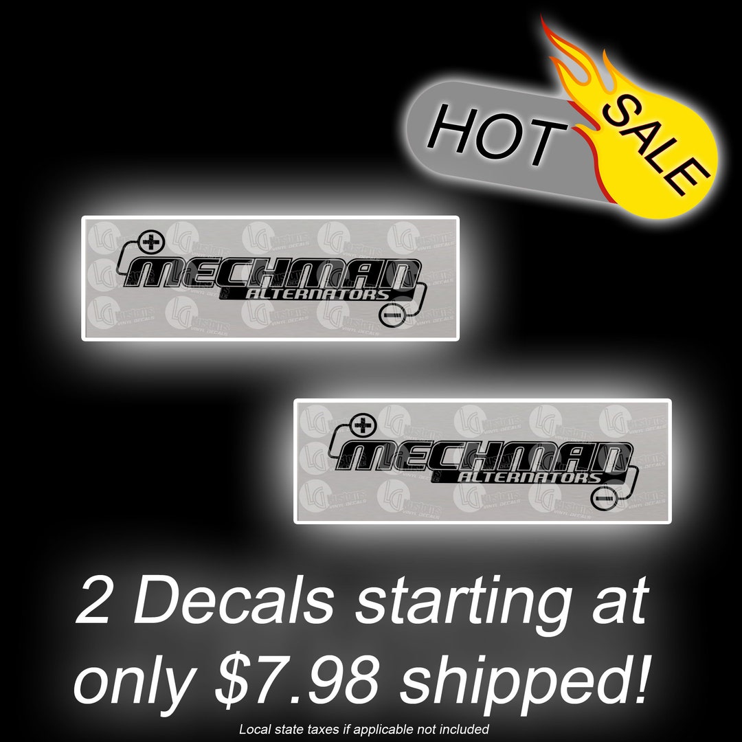 Mechman Alternators Car Audio Logo (2) Vinyl Decals - Free Upgraded ...