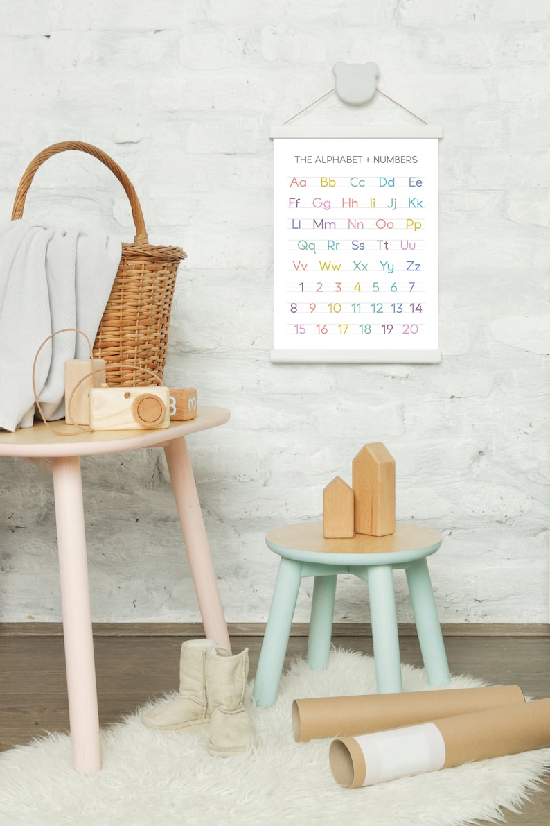 Pastel Alphabet Poster, Handwriting Chart Print, Educational PRINTABLE ...